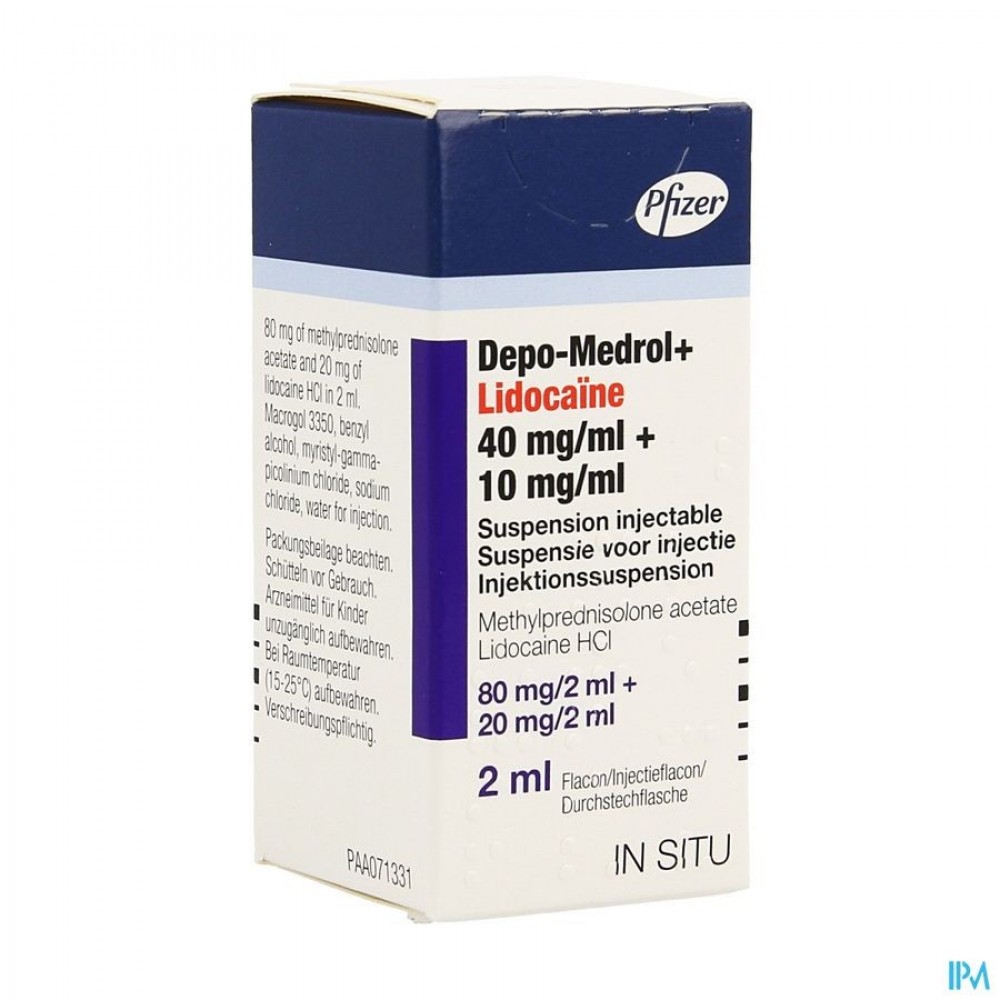 DEPO-MEDROL LIDOC 80MG VIAL 40MG/ML 1 X 2 ML | Apotheek Thiels DEPO-MEDROL LIDOC 80MG VIAL 40MG/ML 1 X 2 ML | Apotheek Thiels